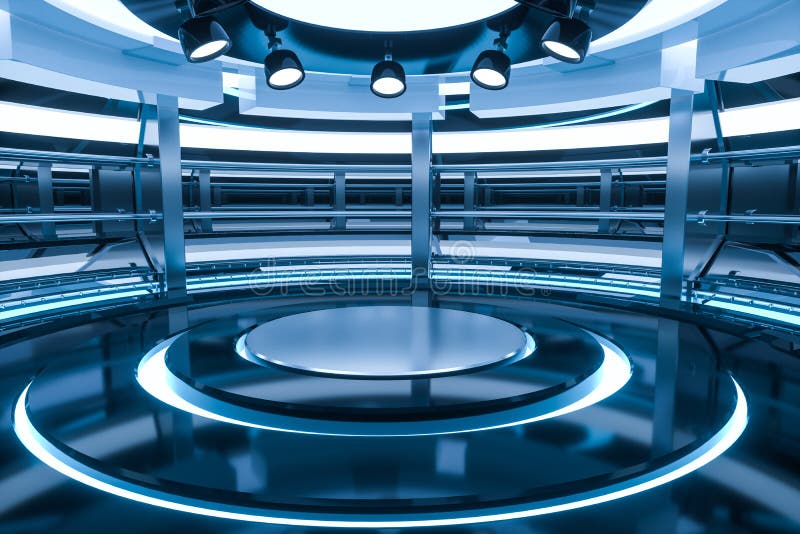 Circular Technological Structure Building, 3d Rendering Stock ...