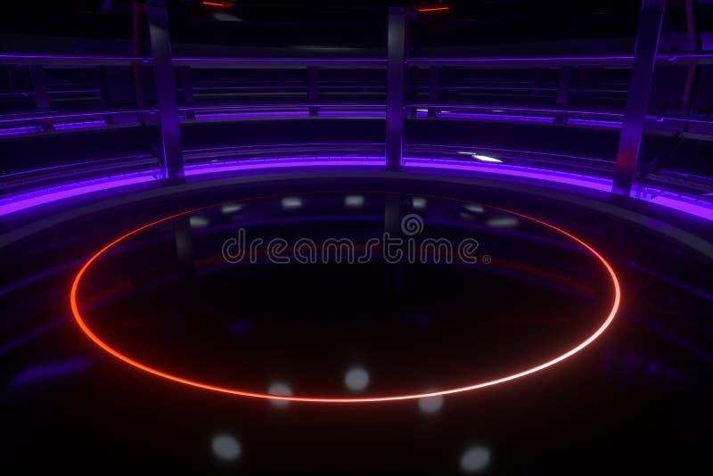 Circular Technological Structure Building, 3d Rendering Stock ...