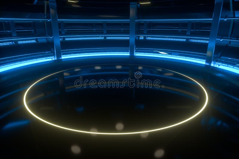 Circular Technological Structure Building, 3d Rendering Stock ...