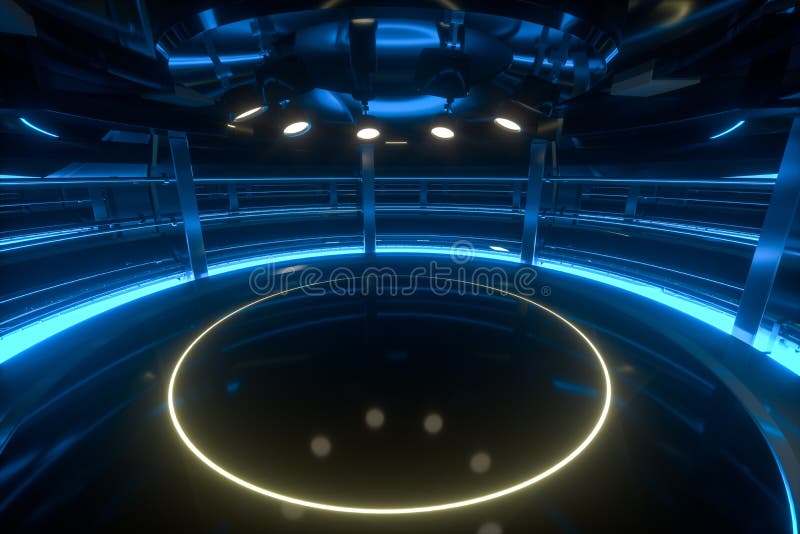 Circular Technological Structure Building, 3d Rendering Stock ...