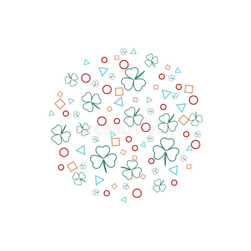 Circular Template. Background with Clover and Geometric Shapes. Multi ...