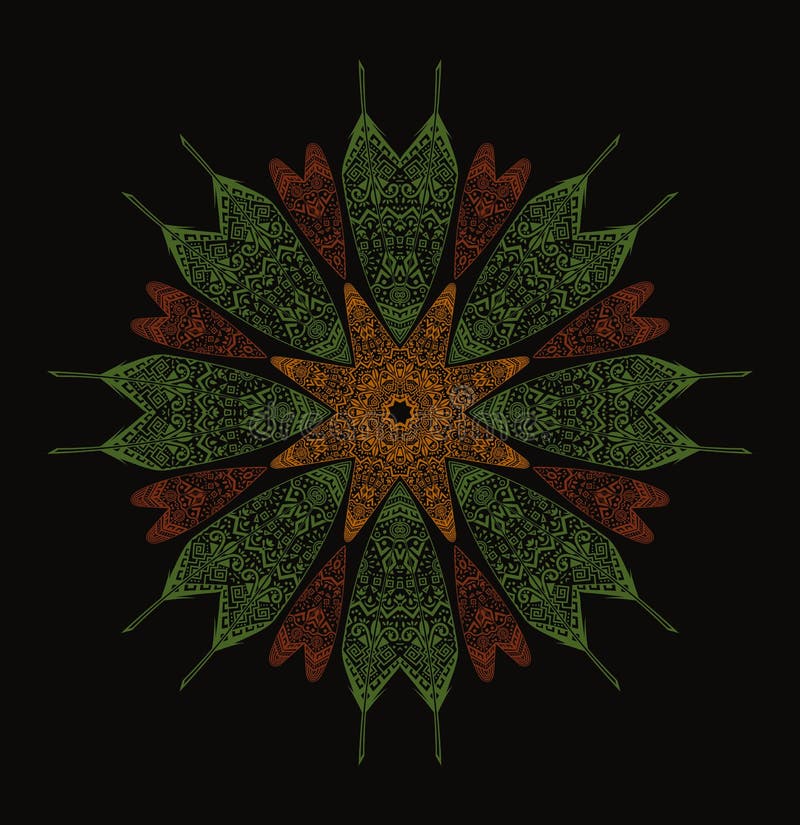 Circular Texture with Hand Drawn Feather Pattern Carved in Style Stock ...