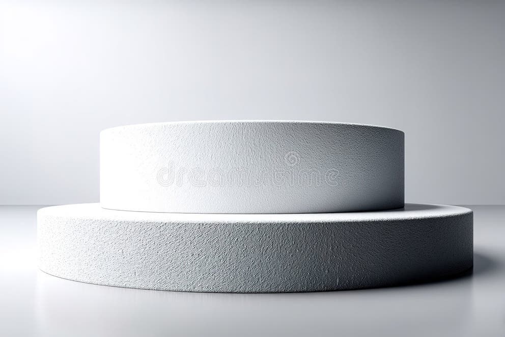 Circular Textured Surfaces on a Minimalist Backdrop Create a Modern ...