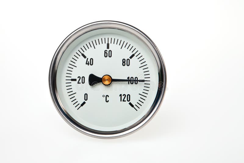 A circular thermometer. stock photo. Image of scale, point - 10379724