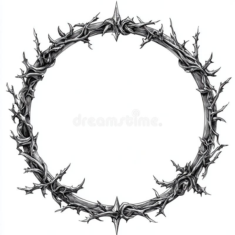 A Circular Thorn Crown Design, Symbolizing Pain or Sacrifice Stock ...