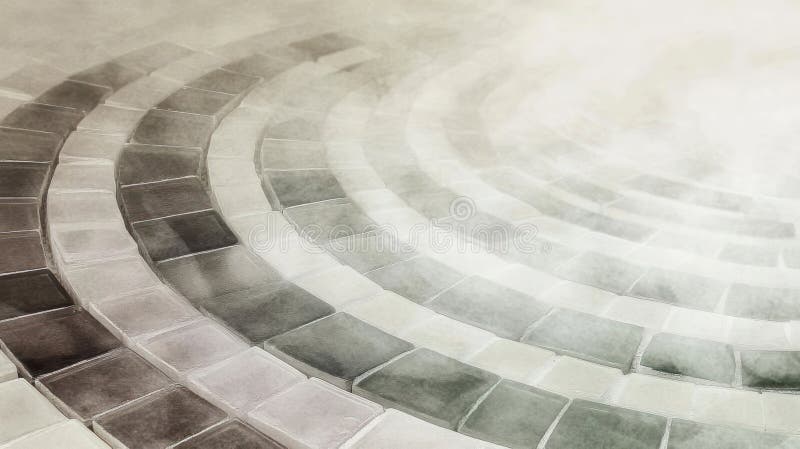 A Circular Tiled Pattern Shrouded in Mist, Creating a Serene and ...