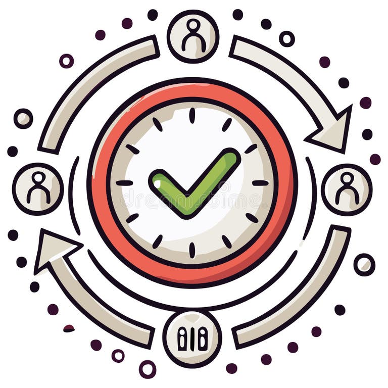 Circular Time Management Process with User Icons and Successful Task ...