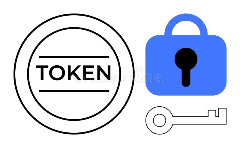 Token with Lock and Key Representation on Minimalist Design Stock ...
