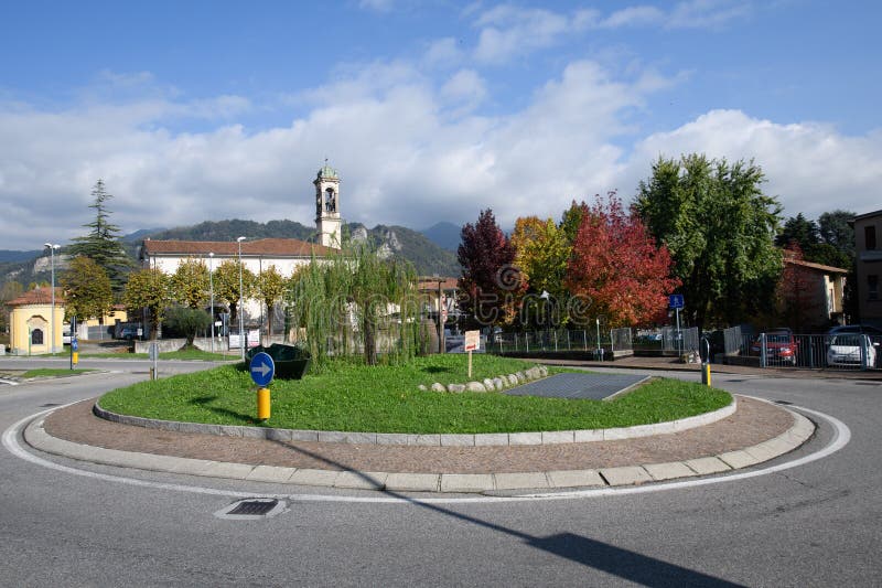 Circular Traffic Roundabout To Regulate the Circulation Stock Image ...