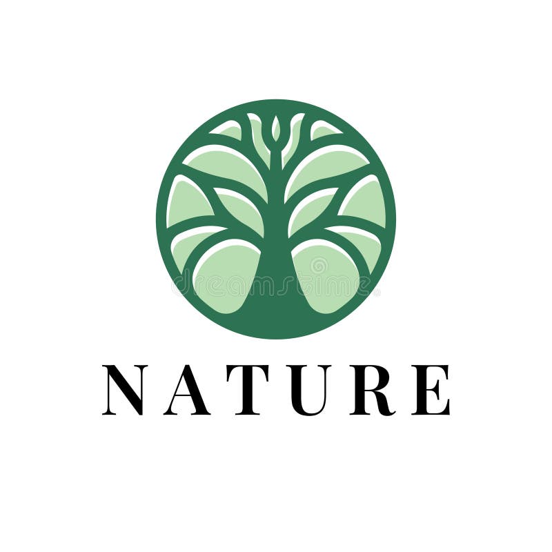 Circular Tree with Branches Eco Business Logo Template Stock ...