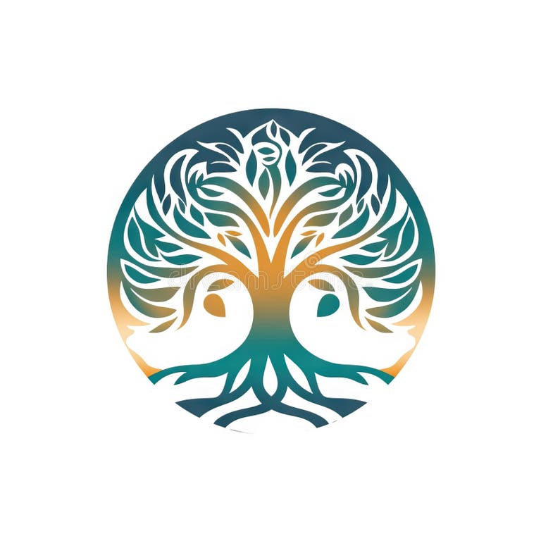 Circular Tree of Life Logo on White Background AI Generated Stock ...