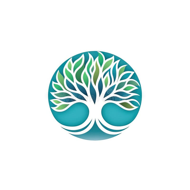Circular Tree of Life Logo on White Background AI Generated Stock ...