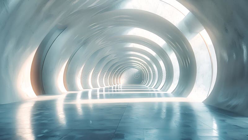 Circular Tunnel Interior with Reflective Floor Stock Footage - Video of ...