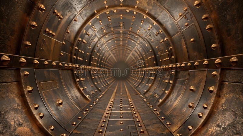 A Circular Tunnel Made of Metal, with Rivets and a Dark Opening at the ...