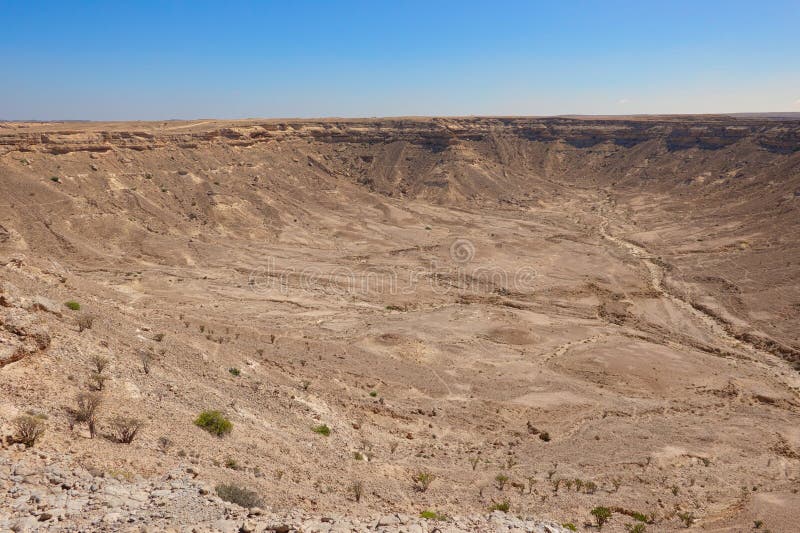Circular Valley of the Dhofar Desert Mountain Range. Oman. Stock Photo ...