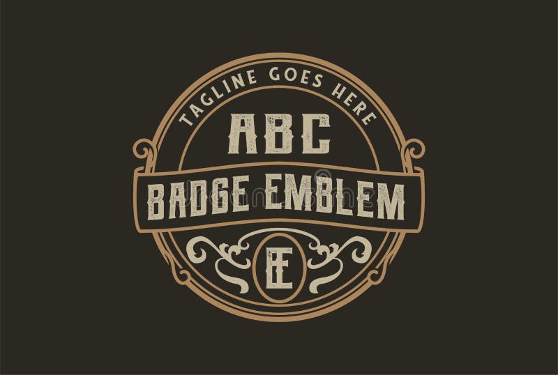 Circular Vintage Steampunk Badge Emblem Label Stamp Logo Design Vector ...