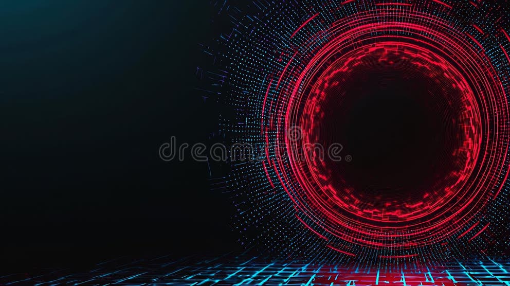 Circular Vortex Design, Neon Red and Blue Theme, Energetic Pattern, 3D ...