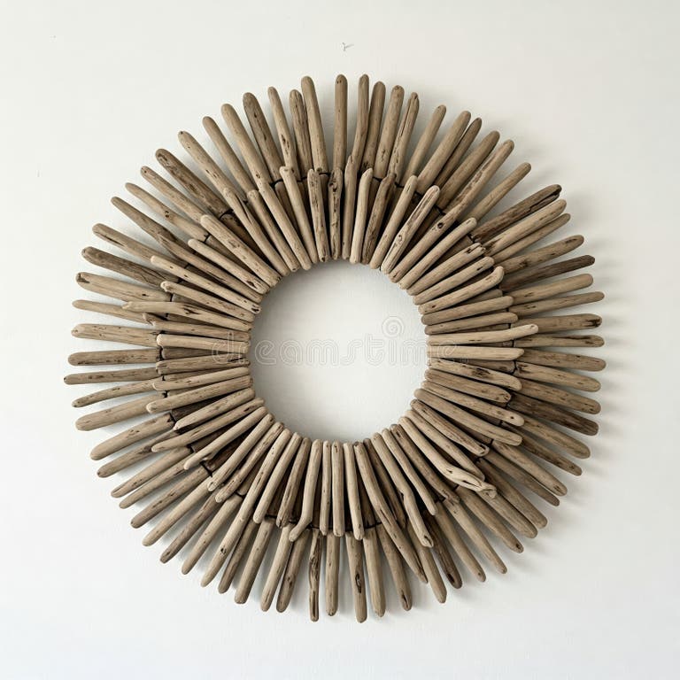 Circular Wall Hanging Made of Driftwood, Front-facing Stock Image ...