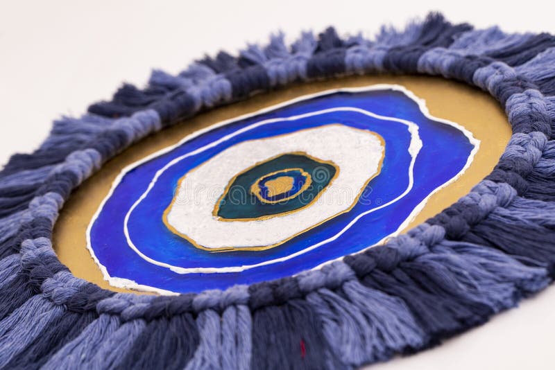 Wall Hanging Made of Macrame Stock Image - Image of blue, macrame ...