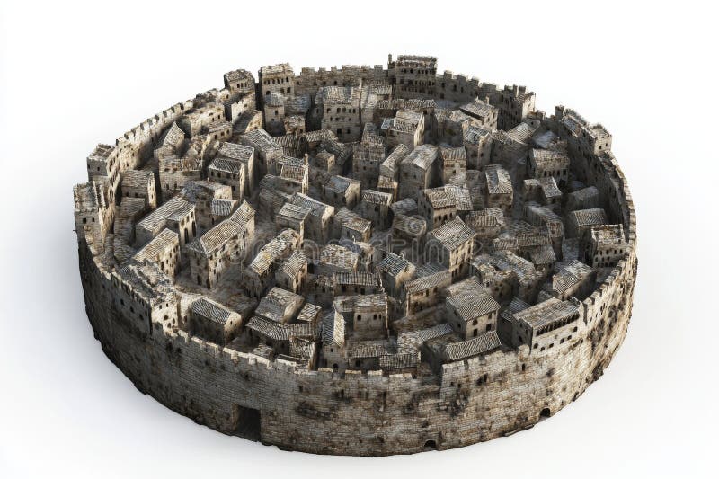 A Circular-walled Town Featuring Medieval Architecture and Stone ...