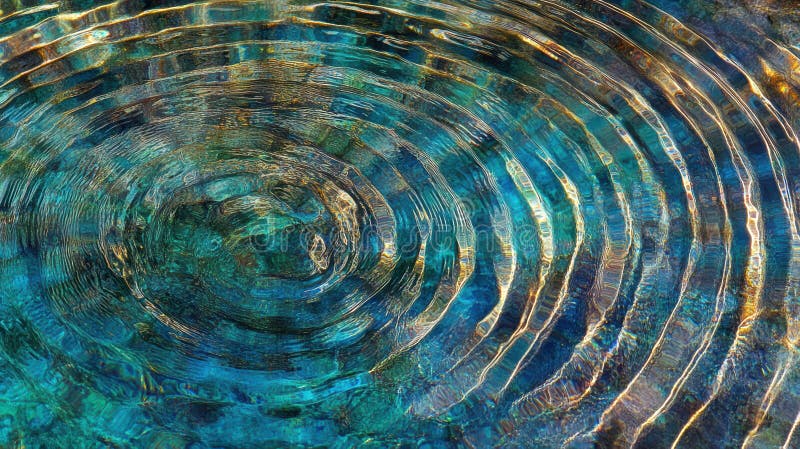 Circular Water Pattern Against a Serene Blue Background Creates a ...