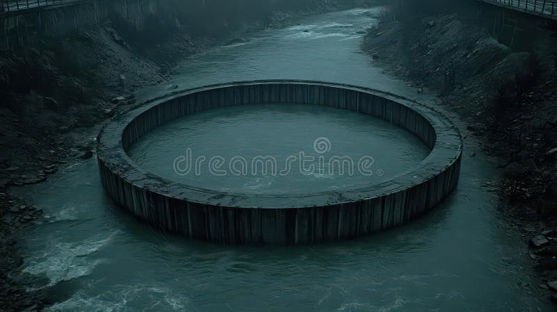 Circular Water Structure in River Stock Illustration - Illustration of ...