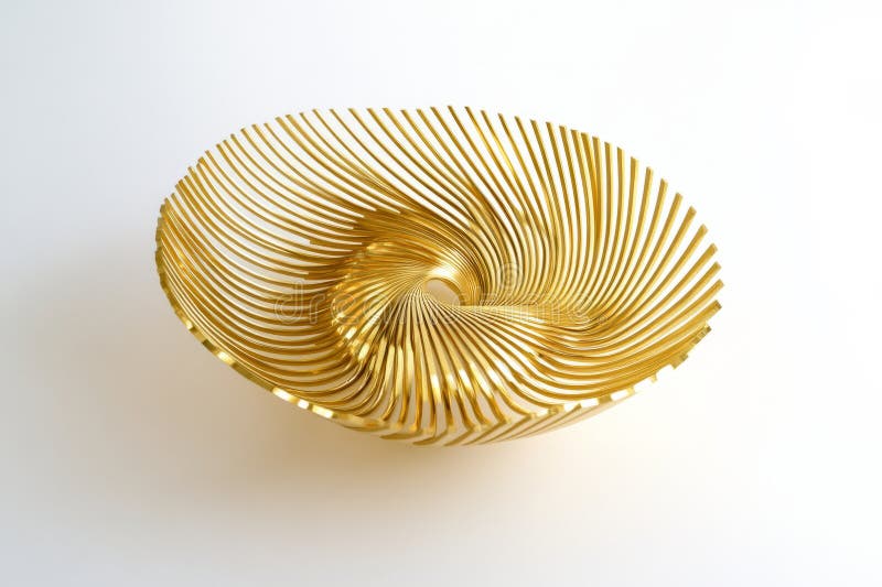Circular Wave in Gold, Gently Spiraling Outward in a Fluid Motion ...