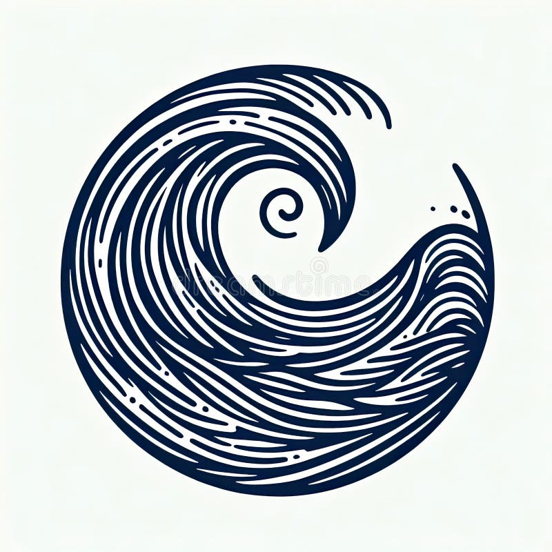 Circular Wave Illustration in Tattoo Style Stock Illustration ...