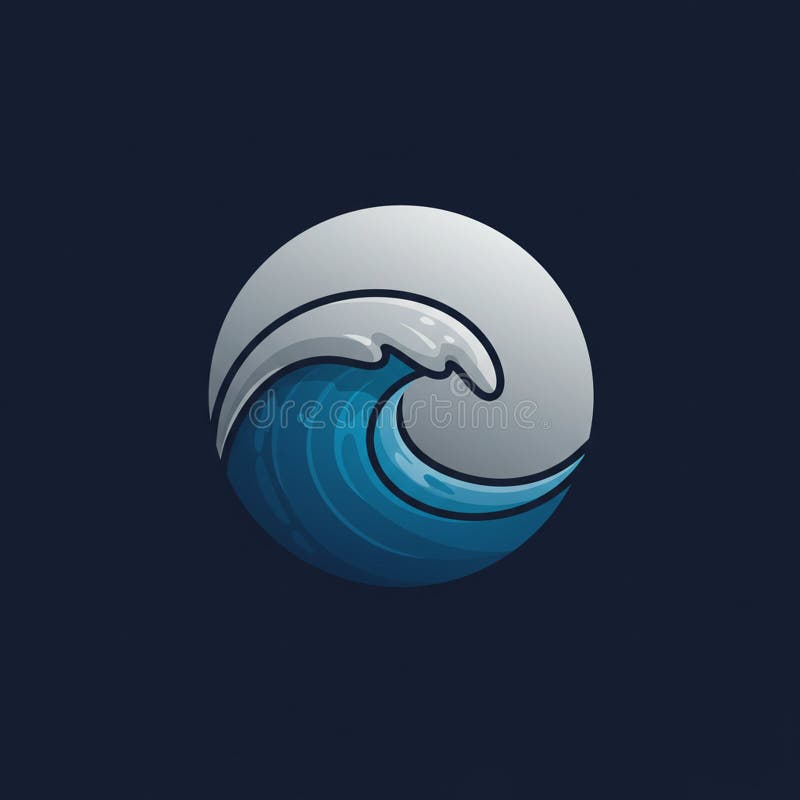 Circular Wave Logo Featuring a Stylized Ocean Wave Inside a Gray Circle ...