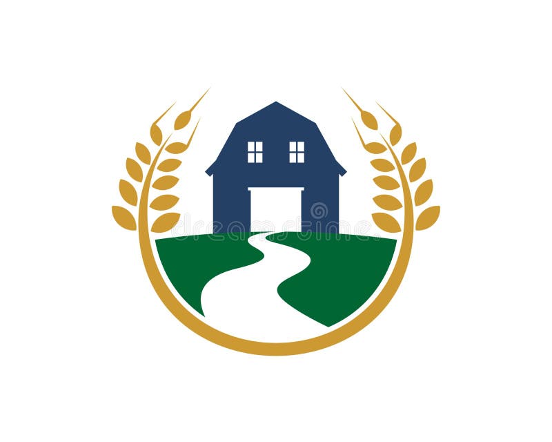 Circular Wheat with Road To Barn Farm Inside Stock Illustration ...