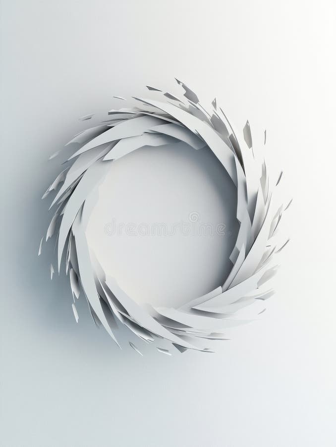 Circular White Art Installation Made of Layered Paper Creating Dynamic ...