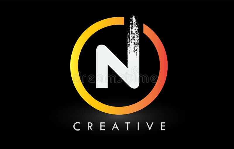 Circular White N Brush Letter Logo Design. Creative Brushed Letters ...