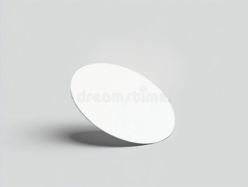 Circular White Object Resting at an Angle Against a Light Gray ...
