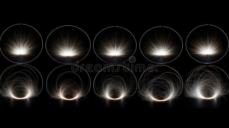 Circular White String Lights on Black Background Stock Illustration ...