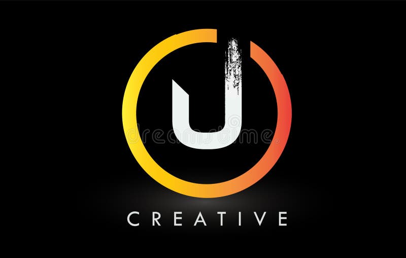 Circular White U Brush Letter Logo Design. Creative Brushed Letters ...