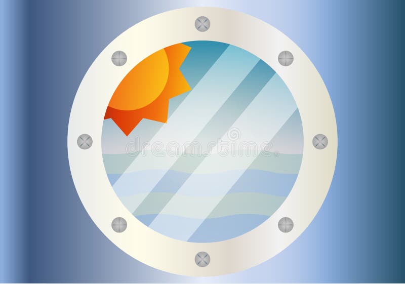 Circular Window of a Cabin of a Ship. Stock Illustration - Illustration ...