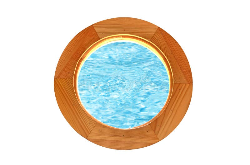 Circular Window Overlooking the Pool Water Stock Image - Image of light ...