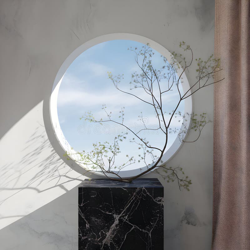 Circular Window with Branch Shadows Blends Natural Simplicity and ...