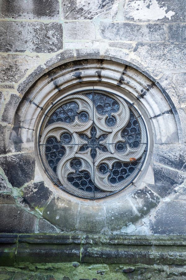 A Circular Window on the Stone Wall Stock Photo - Image of building ...
