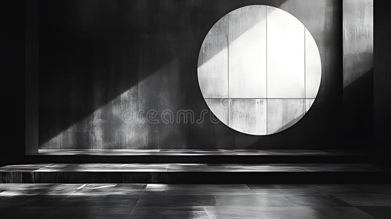 Circular Window Sunlit Modern Interior Minimalist Display Stock ...