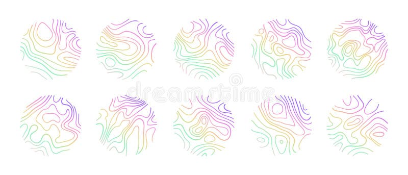 Circular Wood Rings or Topographic Map Lines Texture Set. Wood Tree ...