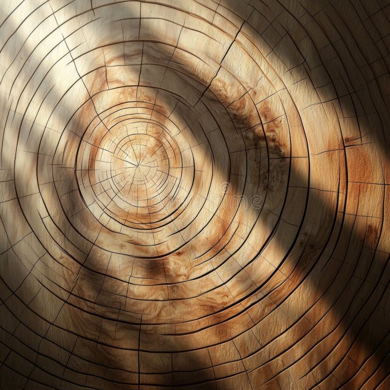Circular Wood Texture with Natural Patterns and Shadows, Showcasing ...