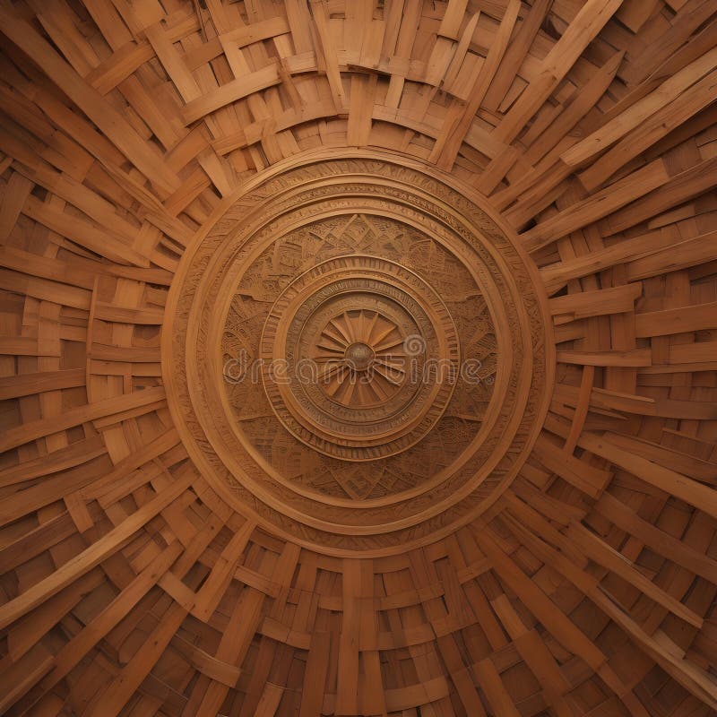 A Circular Wooden Ceiling with a Circular Pattern. Generative Ai Stock ...