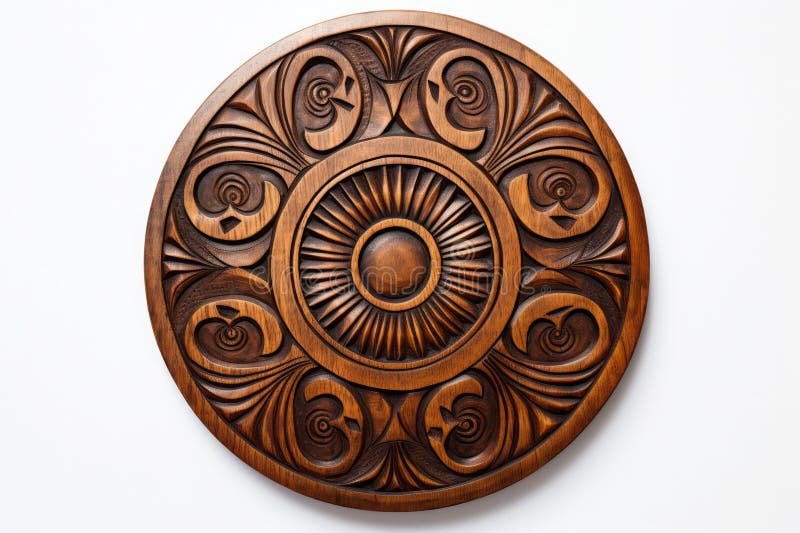 A Circular Wooden Plaque with a Design on it Stock Illustration ...