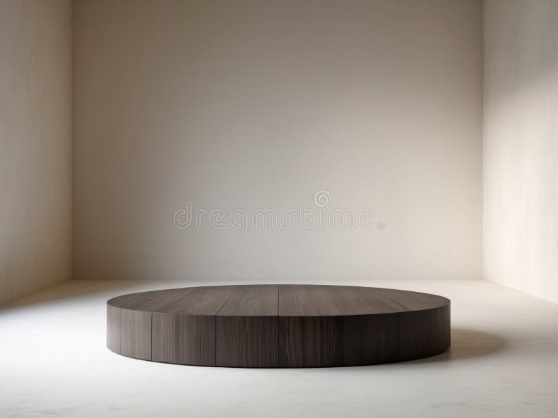 Circular Wooden Platform Middle Dark Room is Made the Empty Cylinder ...