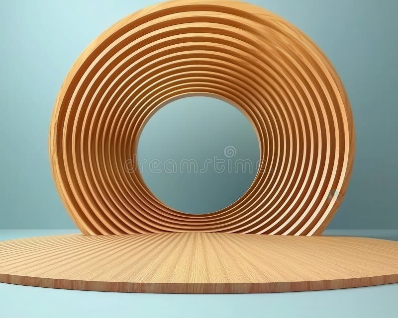 Circular Wooden Structure with Concentric Rings Creates Soothing Visual ...