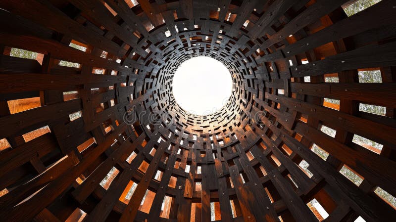 A Circular Wooden Structure with a Skylight Opening Stock Illustration ...