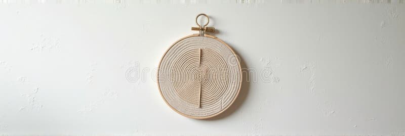 Circular Wooden Wall Art with Concentric Pattern on Minimalist White ...