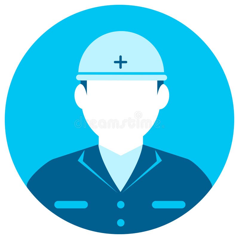 Circular Worker Avatar Icon Illustration Upper Body / Blue Collar ...