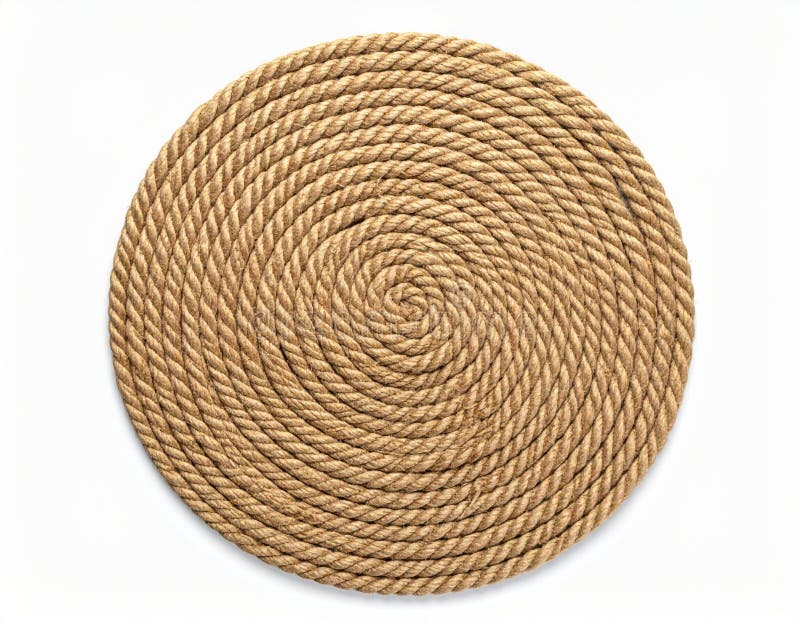 Circular Woven Jute Rug on White Background with Spiral Pattern Design Stock Illustration ...